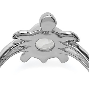 Silvershake 6mm Natural Round Shape Moonstone 925 Sterling Silver Turtle Fashion Casual Solitaire Ring Size 10.5