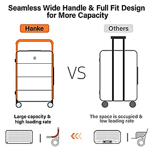 Hanke Carry On Luggage Hard Shell Suitcases with Spinner Wheels Top Zip Suitcase for Men Women TSA Luggage Travel Suit Case Lightweight Wide Handle Rolling Luggage 20 Inch(Smoke White)