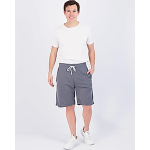 Real Essentials Men's Casual Lounge Shorts Pockets Active Sports Fitness Training Athletic Gym Sweat Workout Knit Soccer Basketball French Terry Cloth Cotton Dry Fit Jersey Sleep, Set 4, XL, Pack of 3