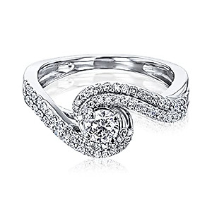 Kobelli Diamond Dual Wave Engagement Ring - white-gold / 10.0