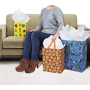 12 Pcs Kids gift bags, Large, Medium and Small Gift Bags Assortment for Birthday, Party Favors, celebrate (Assorted Sizes)