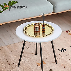 Alisveristime Turkish Ottoman Coffee Tea Serving Tray – 13.60 inches, Metal with Traditional Motifs, Available in Five Colors (Gold)