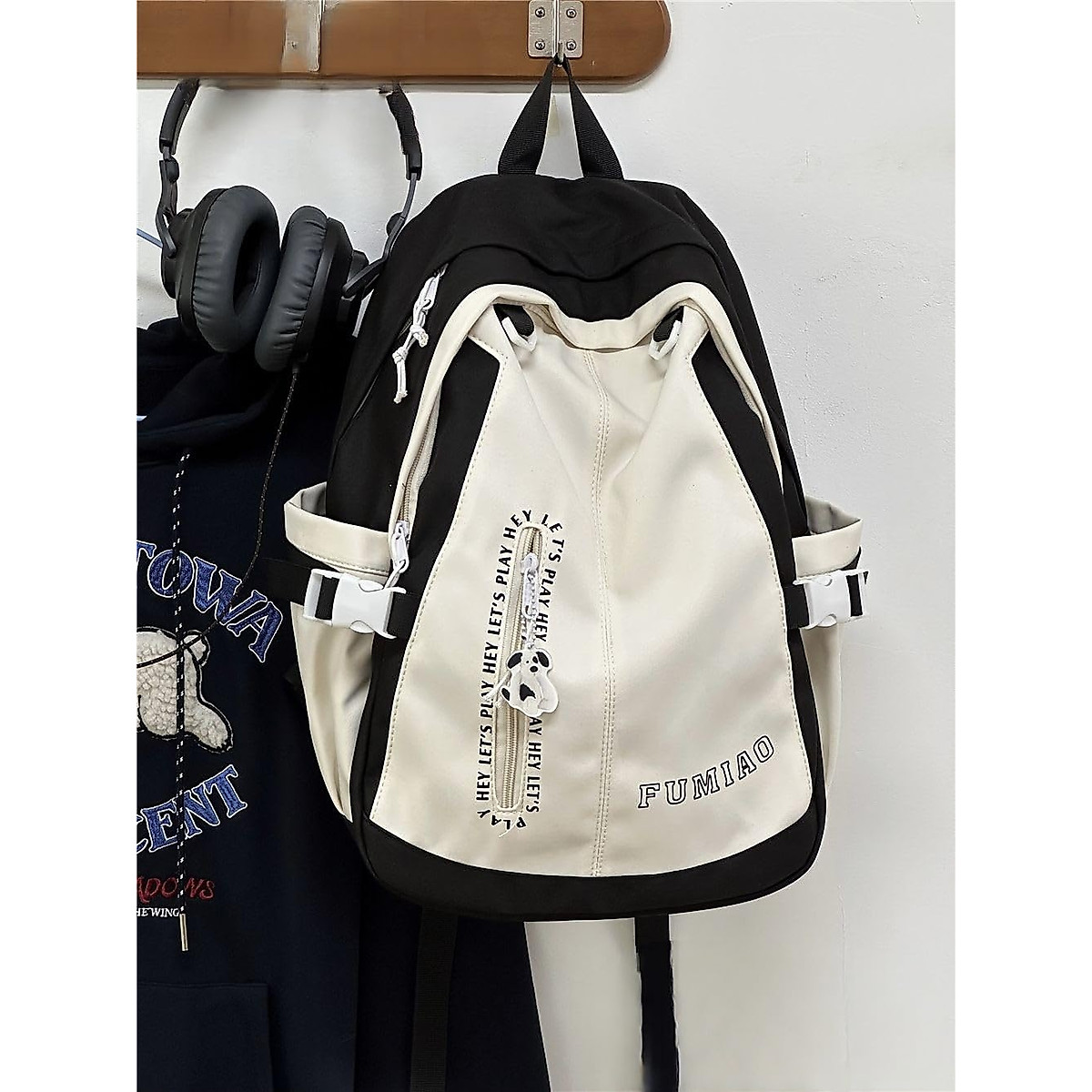 irLocy Y2K Backpack Cute Aesthetic Backpack Preppy Backpack Aesthetic Supplies Cute Kawaii Backpack Y2K Accessories (black)