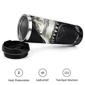 Evil Shark Teeth Travel Coffee Mugs with Lid Insulated Cups Stainless Steel Double Wall Water Bottle