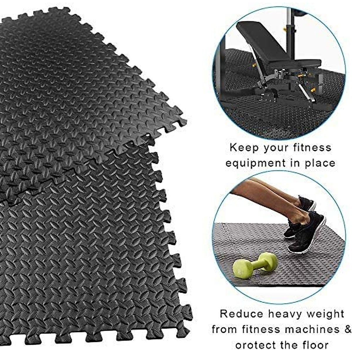 StillCool Puzzle Exercise Floor Mat, EVA Interlocking Foam Tiles Exercise Equipment Mat with Border - for Gyms, Yoga, Outdoor Workout