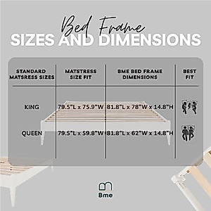 Bme Dinkee Signature Ivory White King Bed Frame Without Headboard - Modern & Minimalist Style with Acacia Wood - 12 Strong Wood Slat Support - Easy Assembly - No Box Spring Needed