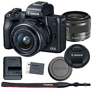 Canon EOS M50 Mirrorless Digital Camera Bundle + 15-45mm Lens (Black) - 2680C011