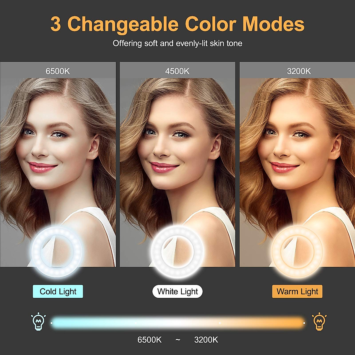 Ring Light for Laptop Computer, Ruyilam Video Conference Lighting Kit with Clip and Tripod, Desktop PC Selfie Dimmable Light with Stand Ring Light for Live Streaming, Video Recording, Makeup