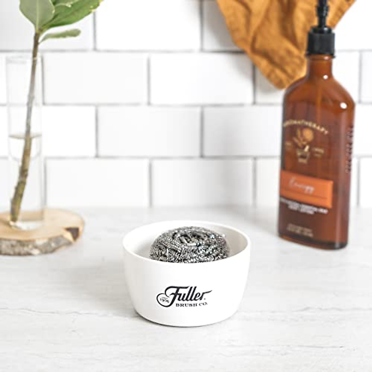 Fuller Brush Handy Holder Caddy - Multifunctional Sink Container - Keeps Sponges & Brushes Organized 3 ¾” Diameter (White)