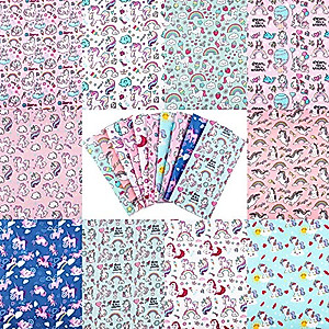 10 Pieces Unicorn Fabric Squares 20 x 20 Inch Precut Quilting Fabric Unicorn Rainbow Cartoon Pattern Fabric Bundles Unicorn Printed DIY Fabric for Home Decor Clothing Craft Sewing Crafts, 10 Designs