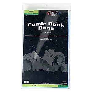 BCW Resealable Graded Comic Book Bags - Pack of 100 | Comic Book Sleeves | Crystal Clear Polypropylene for CGC and CBCS Slabs | Acid-Free Archival Quality Resealable Comic Book Protector | 9x14