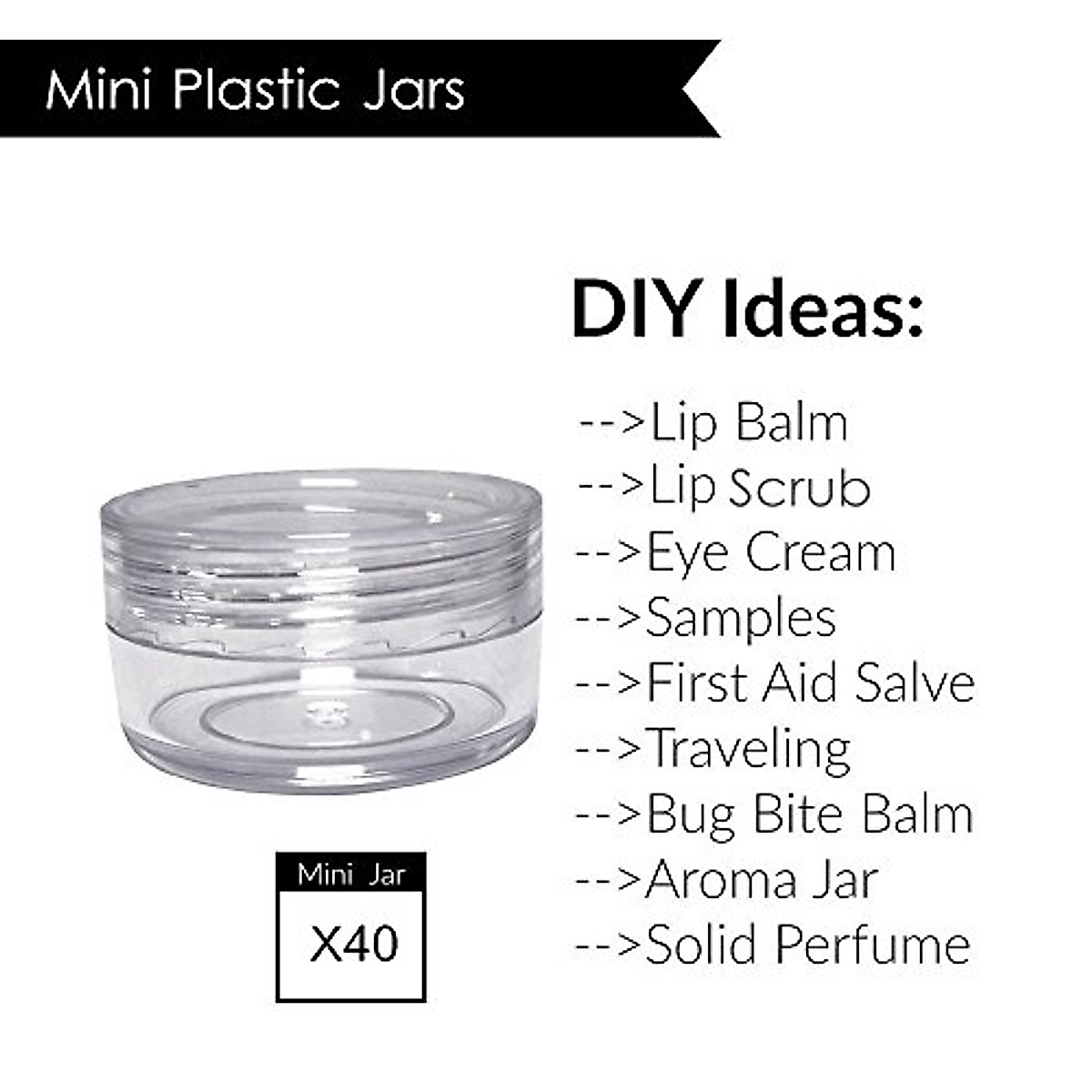 JOYWEE 10gram/10ml Round Clear Empty Container Jars with Clear Screw Lids Bulk for Lip Balms, Makeup Samples - BPA Free (40 Pack, Clear)