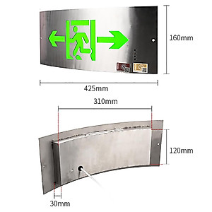 Hardwired Emergency Exit Sign, Emergency Exit Indicator with Battery Backup and Intelligent Fault Self-test Function, IP34 Protection Class and Bright Lighting, for Hotel Hospital Supermarket