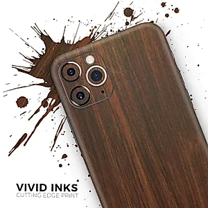 Design Skinz Dark Walnut Stained Wood - DesignSkinz Protective Vinyl Decal Wrap Skin Cover Compatible with The Apple iPhone 12 Pro (Full-Body, Screen Trim & Back Glass Skin)