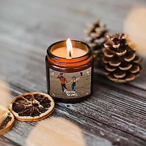 Personalized Scented Candles with Picture for Him or Her (Vanilla Bean) - Custom Valentine's Day Photo Candles - Customized Amber Vessel Jar Candles, 7.5oz