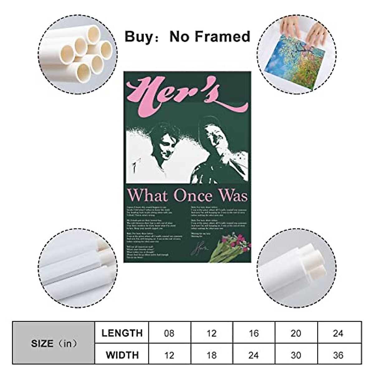 NJYXART Her's Poster Rock Band Poster Music Poster Poster Decorative Painting Canvas Wall Posters and Art Picture Print Modern Family Bedroom Decor Posters 12x18inch(30x45cm)