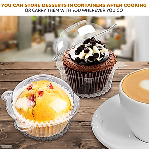 Individual Cupcake Boxes 100Pcs Plastic Container with Lid | Dessert Containers with Lids – Individual Cupcake Containers for Cupcakes & Muffin Storage Container - Plastic Cupcake Holder with Lid