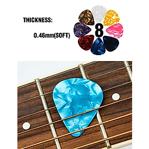 Thumb Finger Picks Plectrum With Plastic Picks Case, 1 Dozen (3 Pairs) SUNLP Celluloid Guitar thumb finger picks Mandolin Banjo thumb finger picks and Free 8pcs 0.46mm Guitar Picks (Mix Color)