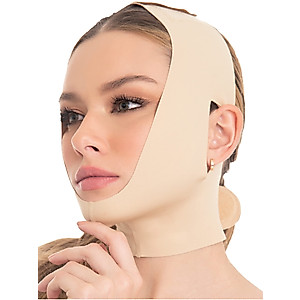 M&D Face Slimming Chin Strap Lipo Compression Garment Mentonera Postquirúrgica Facial Beige M