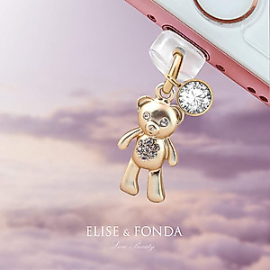 EIISE & FONDA CP1 USB Charging Port Anti Dust Plug Teddy Bear Pendant Phone Charm for iPhone 11/ XS MAX/XR/X/8 Plus/7/6S/6/SE iPad iPod