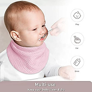 Lulu moon Baby Muslin Bibs - 100% Cotton for Teething Drooling Girls Boys, 8 Pack (Cream)