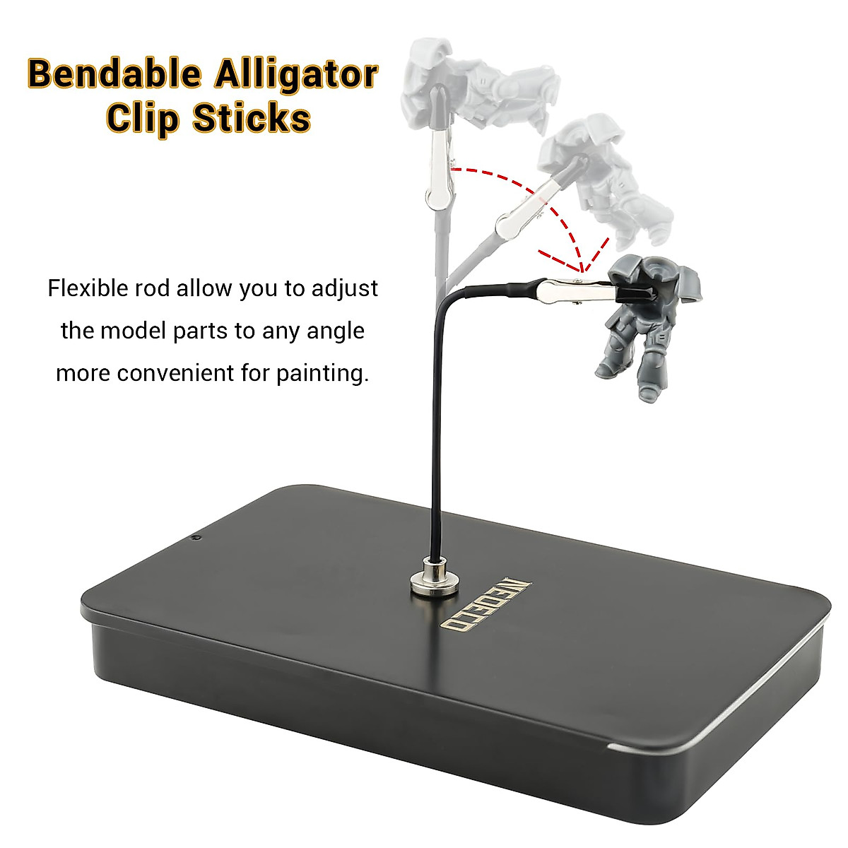 Model Painting Stand Base, 12PCS Bendable Alligator Clip Sticks and Brush Set Modeling Tools for Airbrush Spray Gundam Model Hobby Holder