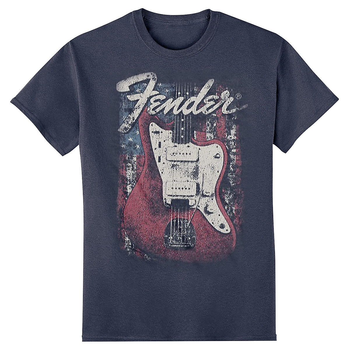 Collections Etc Fender Stratocaster Electric Guitar Vintage T-Shirt Blue
