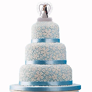 FULCLOUD 5.5inch Wedding Cake Toppers ,Romantic Bride Groom Love Cake Topper Figurines Resin Doll Ornaments ,Fun Cake Topper for Engagement Wedding Anniversary Decorations Gifts