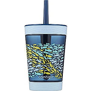 Contigo Kids Spill-Proof 14oz Tumbler & Kids Spill-Proof 14oz Tumbler with Straw and BPA-Free Plastic, Fits Most Cup Holders and Dishwasher Safe, Nautical Fish