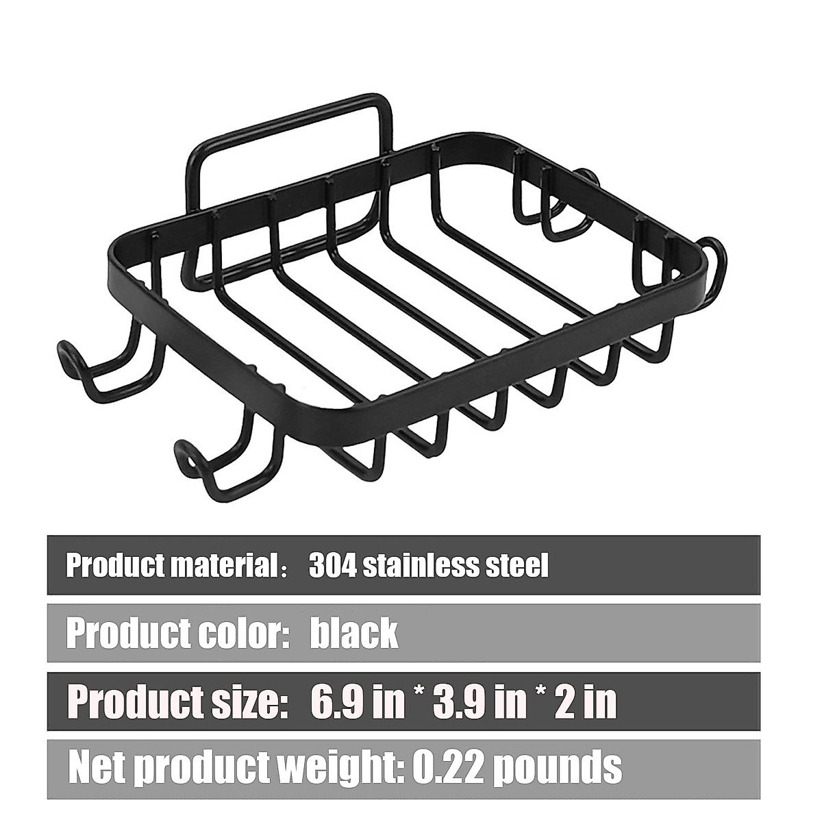 HESOMED Shower Caddy,Soap Holder with Adhesives, No Drilling SUS 304 Rustproof Steel Storage Shower Rack for Bathroom and Kitchen （Black）