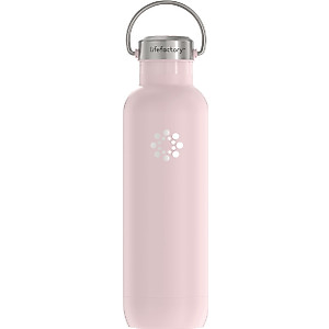 LIfeFactory Stainless Steel Vacuum-Insulated Sport Bottle, 24 Ounce, Desert Rose