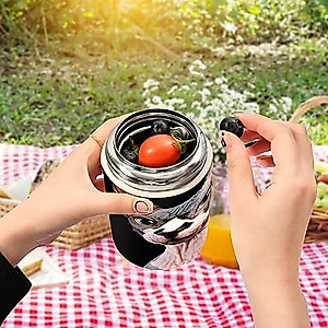 CUPADA Vivid Hairless Cat Food Jar, Cute Kitten Insulated Hot Food Jars Vacuum 17OZ with Folding Spoon for Work Trip Picnic Camping