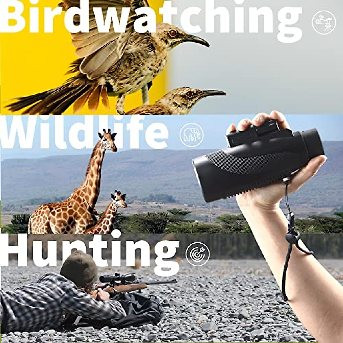 Gosky 12X50 Monocular Telescope with Smartphone Holder - Waterproof Fog-Proof Shockproof Scope BAK-4 Prism FMC for Bird Watching Hunting Camping Traveling Wildlife Scenery