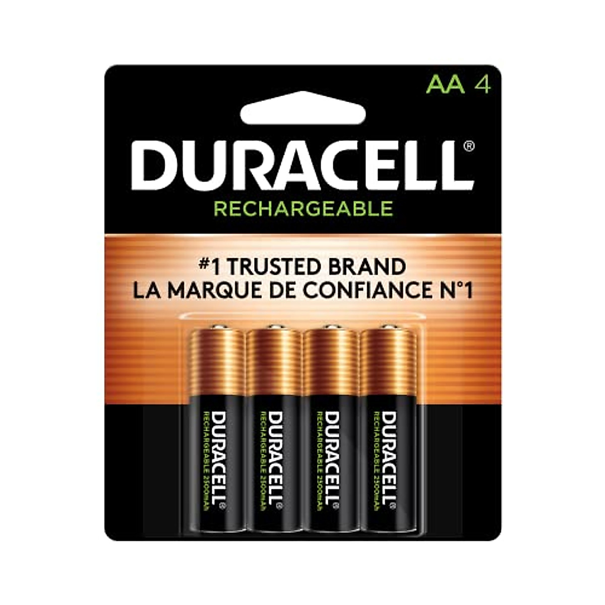 Duracell Rechargeable AA Batteries, 4 Count Pack, Double A Battery for Long-lasting Power, All-Purpose Pre-Charged Battery for Household and Business Devices