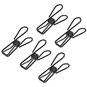 MECCANIXITY Small Metal Wire Clip 1 Inch Multi-Purpose Bag Clamp for Home Office Kitchen, Black Pack of 45