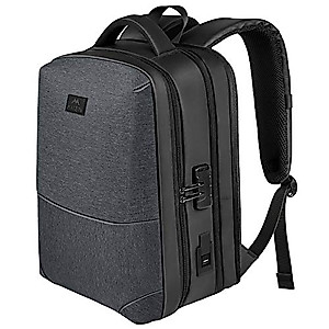 Anti Theft Hard Shell Laptop Backpack 15.6 Inch, Waterproof Expandable Business Computer Backpack with USB Charging Port and Lock for Men, Women Durable College Student Bookbag Travel Daypack, Black