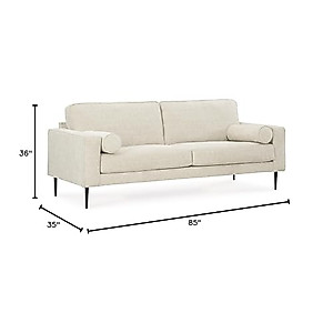 Signature Design by Ashley Hazela Contemporary Sofa with 2 Bolster Pillows, Beige