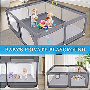Baby Playpen,Large Playpen for Babies and Toddlers, Baby Fence Play Area with Anti-Slip Base, Safety Play Yard for Infant, Play Pens for Babys (59"x71")