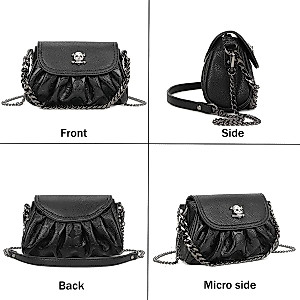 XingChen Women Studded Skull Gothic Crossbody Shoulder Bag Travel Leather Small Handbag Cellphone Purse(Black)