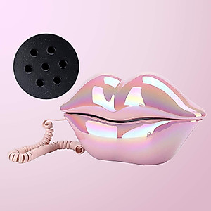Lip Telephone, Advanced Home Telephone, Interesting Mouth Lip-Shaped Telephone, Funny Pink Lip Plastic Telephone Cable, Wire Phone Home Decoration, A for Friends or Families House Phone