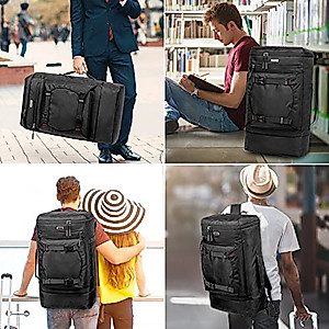 Asenlin Travel Backpack for Women Men，40L Large Carry on Backpack，17 Inch Laptop Backpack Flight Approved Water Resistant Sports Luggage for Casual Daypack Hiking Backpack-Black