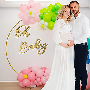 Cute Oh Baby Sign - Wooden Baby Shower Sign with Gold Painted Letters - Adorable Baby Banner for Gender Reveal Party Decor, Baby Shower Decorations - Stylish Photo Backdrop for Baby Boy and Baby Girl