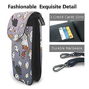 Aiyoolee Women's Funny Crossbody Cell Phone Bag, Waterproof Small PU Leather Shoulder Bags Funny Kitten Cats, Fashion Phone Card Purse Wallet with Zip and Magnetic Button