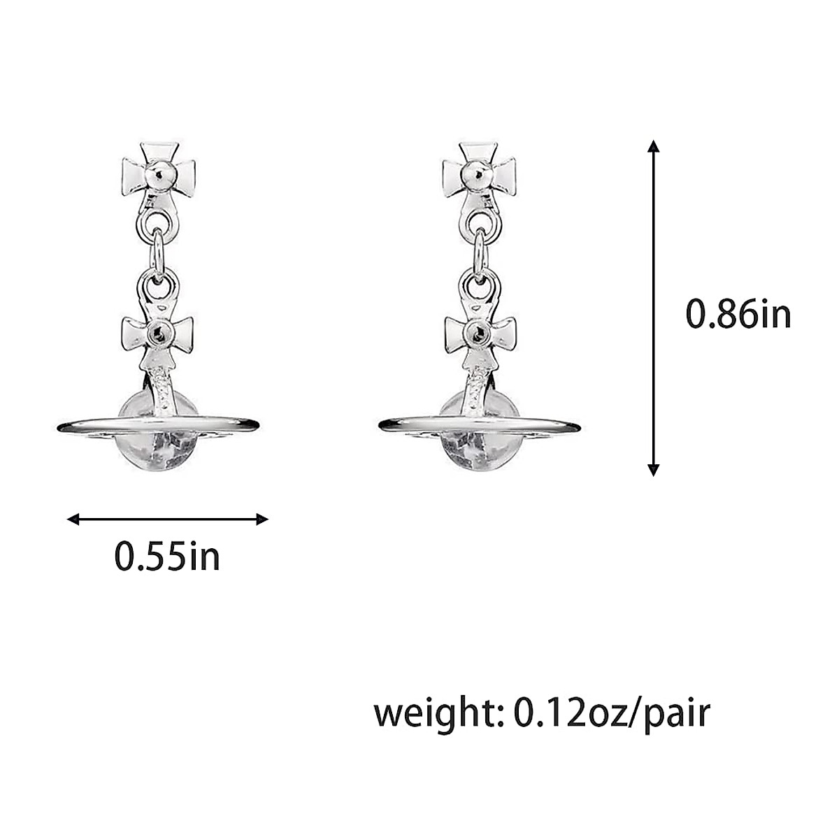 ZHOUMEIWENSP Silver Saturn NANA Earrings Planet Dangle Earrings Space Hypoallergenic Punk Earrings for Women (Silver)