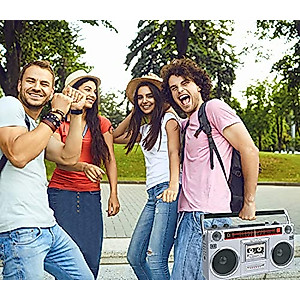 Riptunes Boombox Radio Cassette Player Recorder, AM/FM -SW1/SW2 Radio, Wireless Streaming, USB/Micro SD Slots, Aux in, Headphone Jack, Convert Cassettes to USB/SD, Classic 80s Style Retro, Black