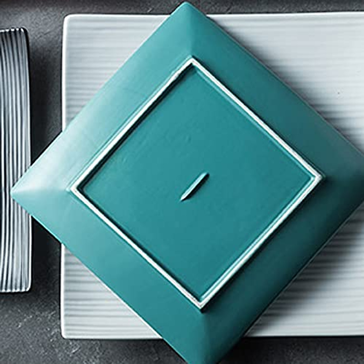 KOWMcp Dinner Plates 1Pcs Striped Dinner Plate Household Dishes, Can Be Used to Place Steaks, Vegetables, Fruits, Pasta (Color : Pink, Size : S)