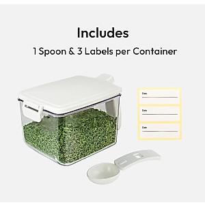 carrotez 2 Pack Airtight Spice Containers with Labels and Spoons, Food Storage Containers for Herbs, Coffee, Seasoning Organization, BPA free - White
