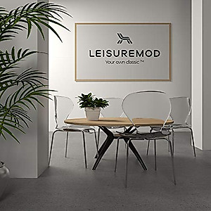 LeisureMod Modern Oyster Side Chair (Set of 2), Clear