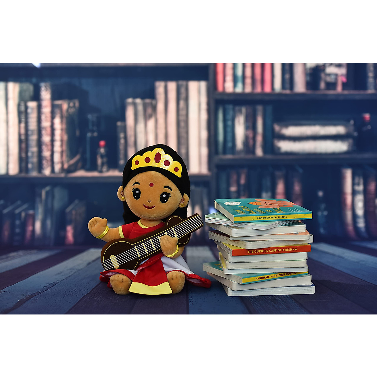 MODI TOYS Saraswati Devi Collection - Mantra Singing Plush Toys and Book | Ideal for Newborns, Infants, Toddlers, Grandparents | Best for Diwali, Baby Shower, Birthday, Housewarming