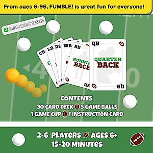 ThunderMouse Games Fumble! Football Card and Pong Game for Adults and Kids 6+ | Cup Pong Game | Fun Game | Football Card Game